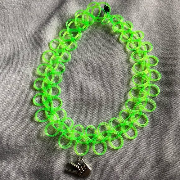Jewelry | Neon Green Peace Sign Tattoo Choker Necklace | Poshmark